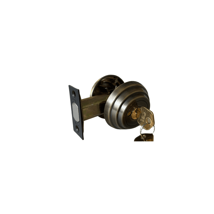 Deadbolt Double Antique Brass – Ironrod Steel Co.