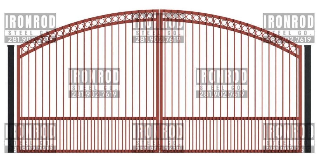 Arched Double Gate Flush Top Rings Top Puppy Pickets – Ironrod Steel Co.