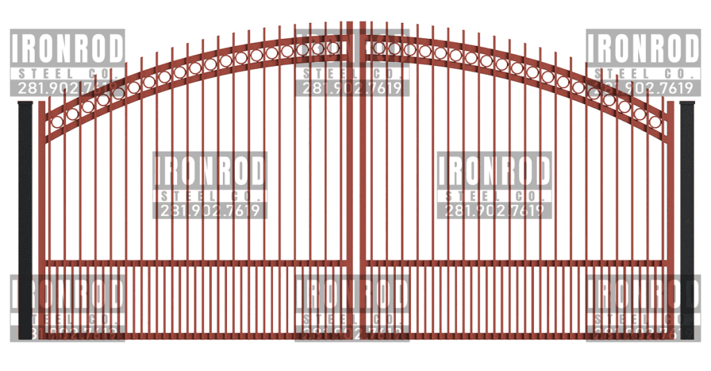 Arched Double Gates Extended Picket Rings Top Puppy Pickets – Ironrod ...