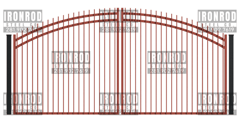 Arched Double Gates Extended Picket Standard – Ironrod Steel Co.