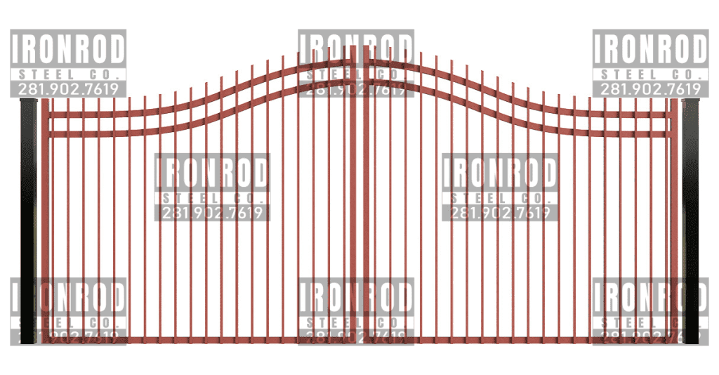 Compound Arched Double Gate Extended Picket Standard – Ironrod Steel Co.