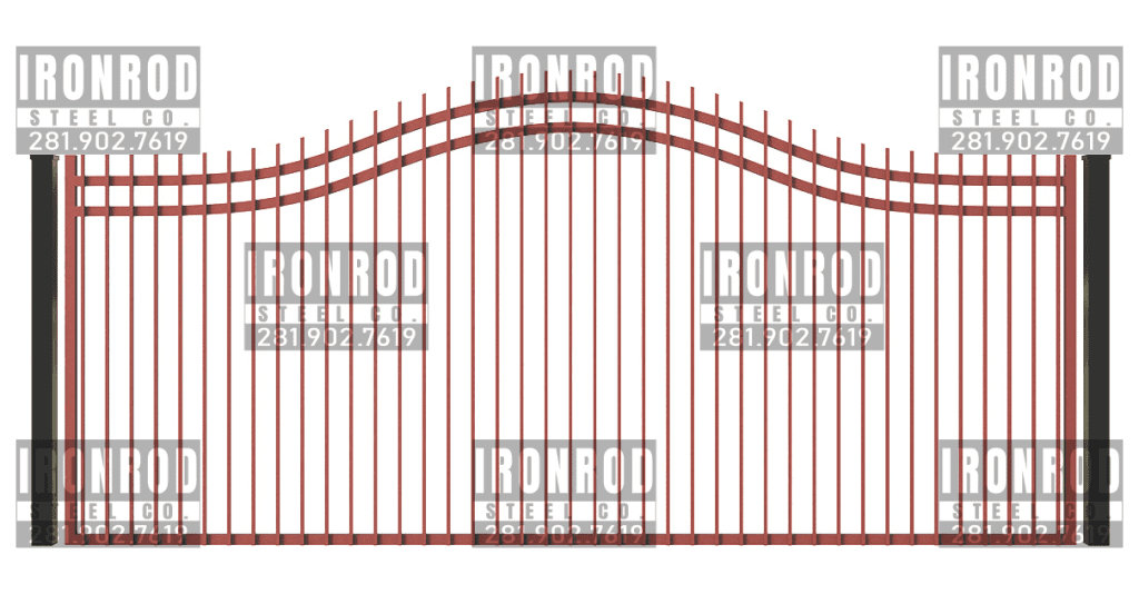 Compound Arched Single Gate Extended Picket Standard – Ironrod Steel Co.